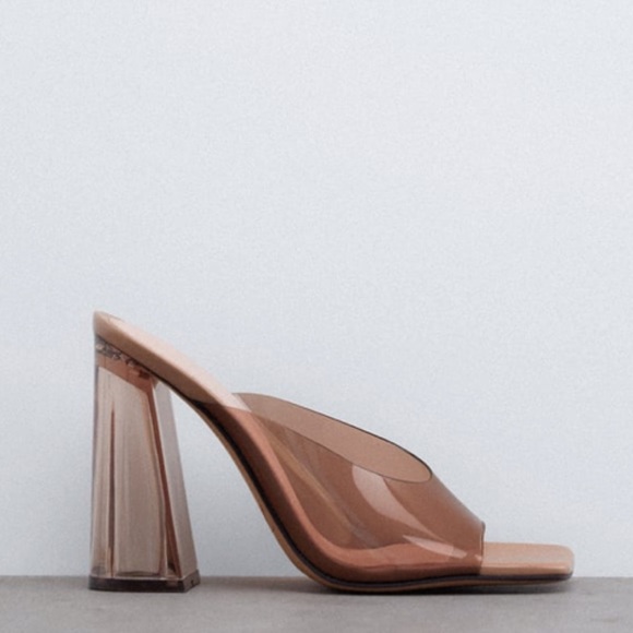 Zara | Shoes | Zara Vinyl Sandals With Methacrylate Heelbeige | Poshmark